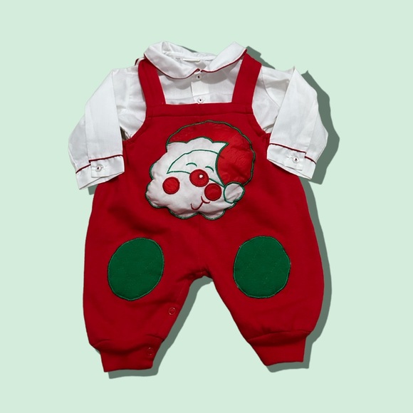 Vintage | Matching Sets | Vintage Baby Merry Christmas Santa Overall ...